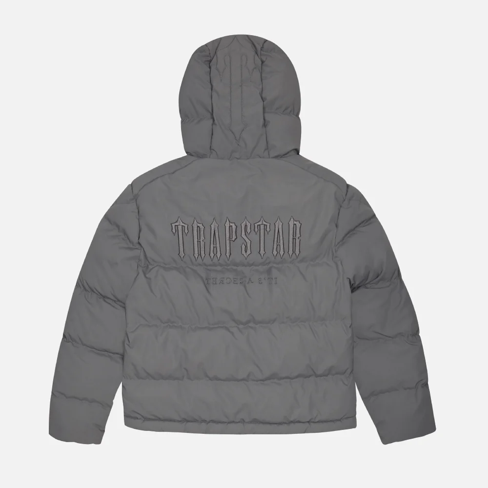 Trapstar Decoded Hooded Quilted Jacket Gray | Trapstar Streetwear